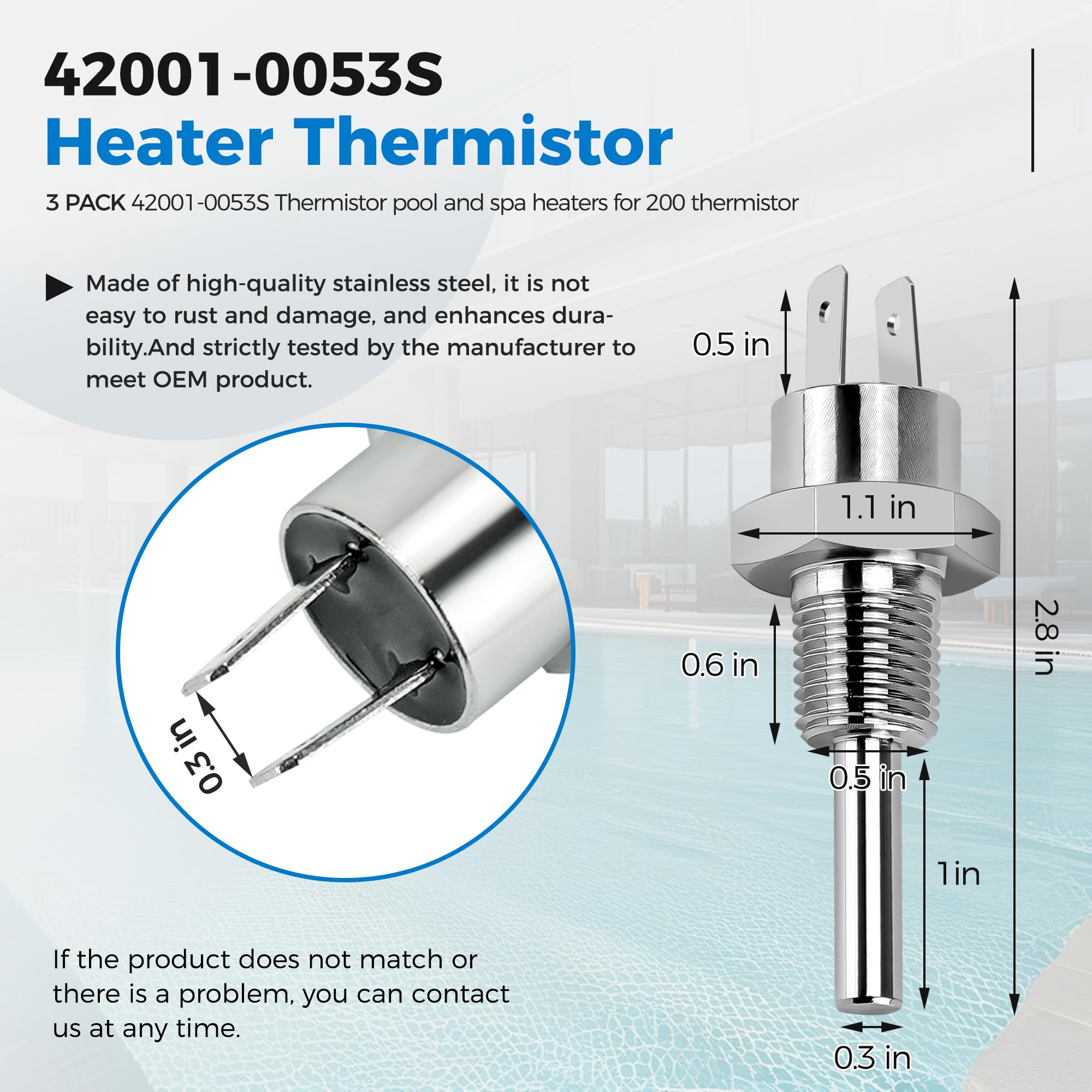 Snapklik.com : 2025 Upgraded 42001-0053S Heater Thermistor Stainless ...