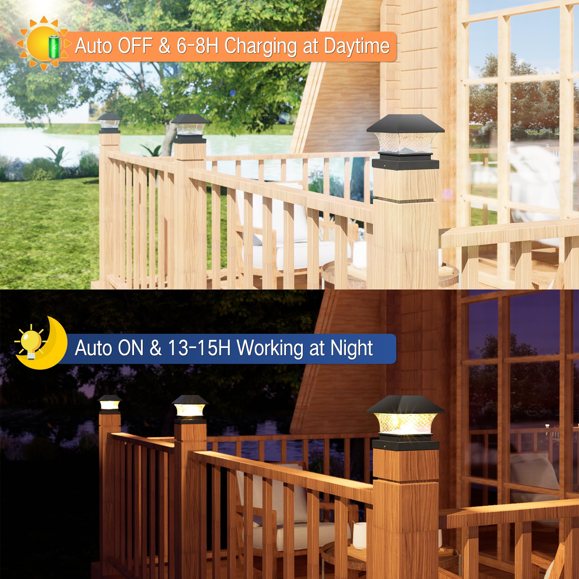 Snapklik.com : Solar Post Cap Lights, 6 Pack 2 Colors In 1 Post Fence ...