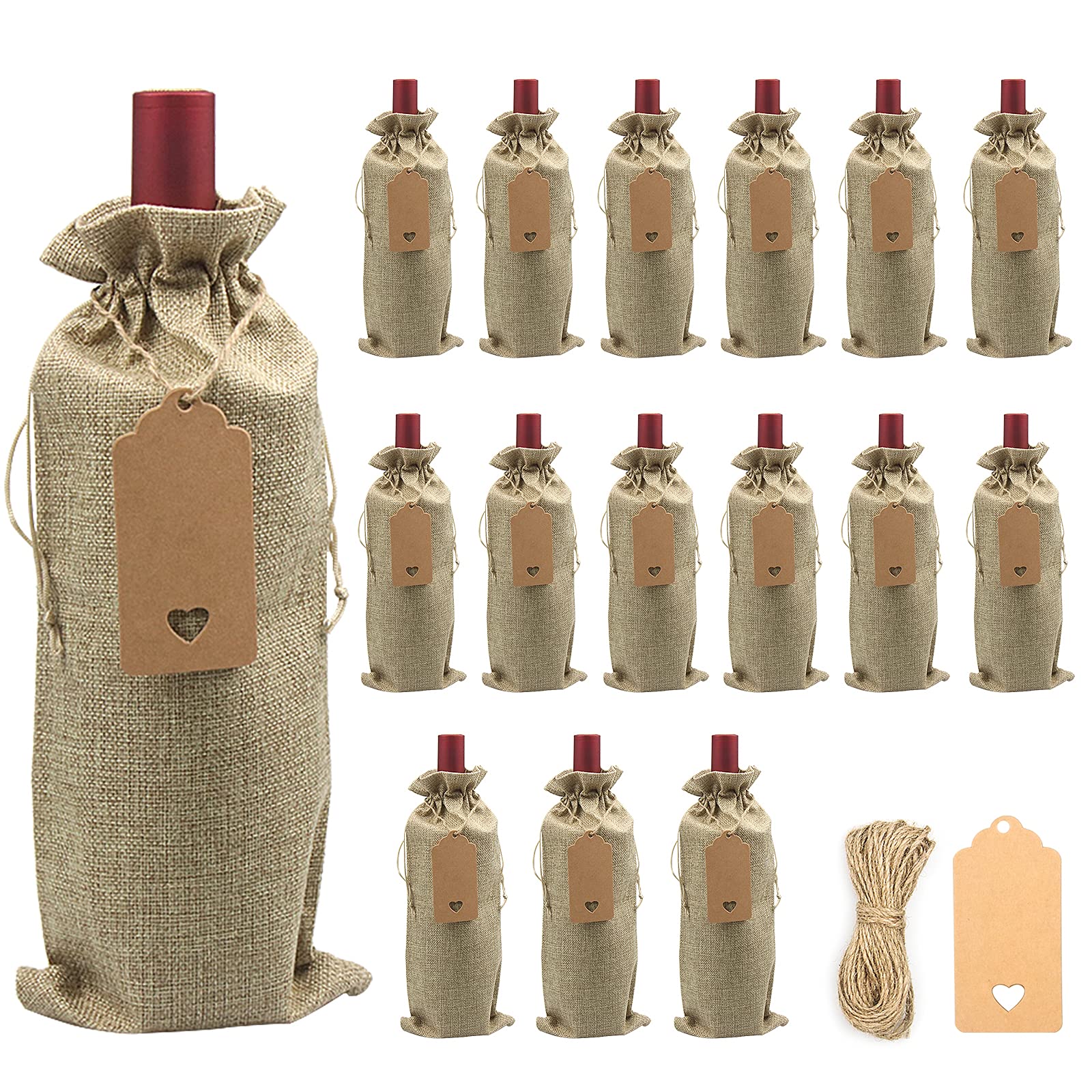 Amazon.com: DIWNELEM 16 Pack Burlap Wine Bags with Drawstring,Jute Wine ...