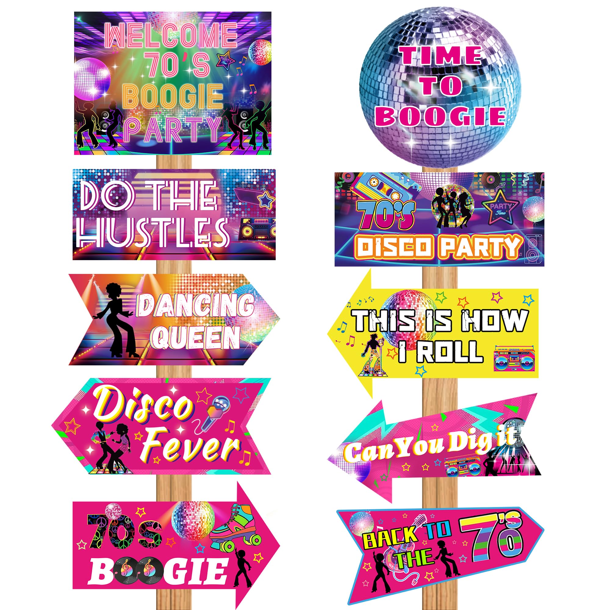 Amazon.com: PEMOTYST 20 PCS 70s Party Sign Disco Party Decorations ...