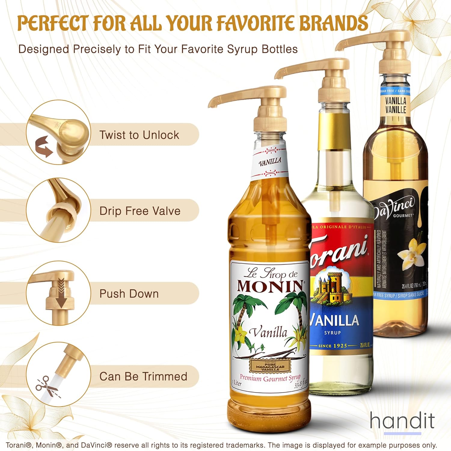 Paquete de 6 bombas de jarabe dorado prémium para botellas de 750 mlor ...