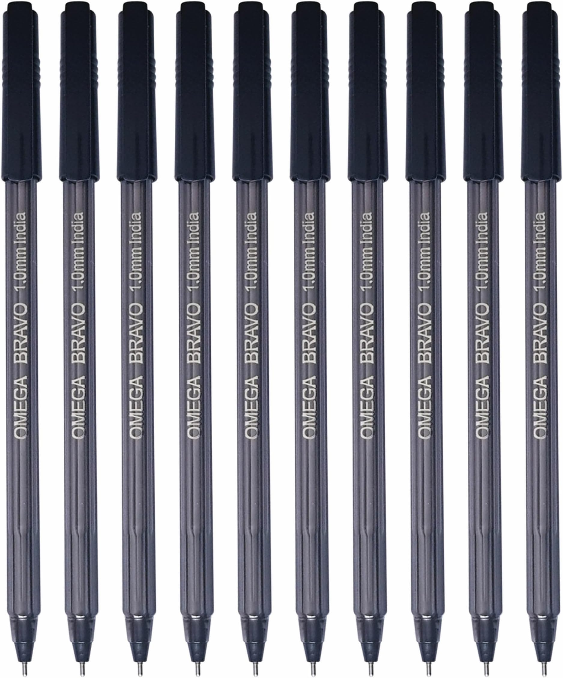 OMEGA Bravo Ballpoint Pens, BLACK, Medium Point (1.0 mm), Pack of 10 ...