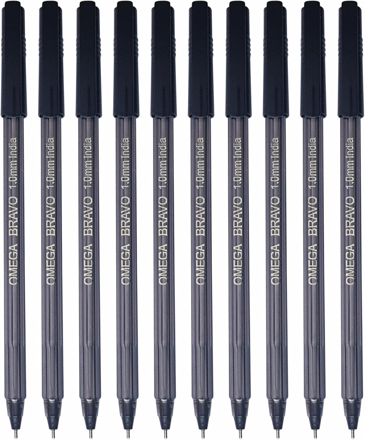 OMEGA Bravo Ballpoint Pens, BLACK, Medium Point (1.0 mm), Pack of 10 ...