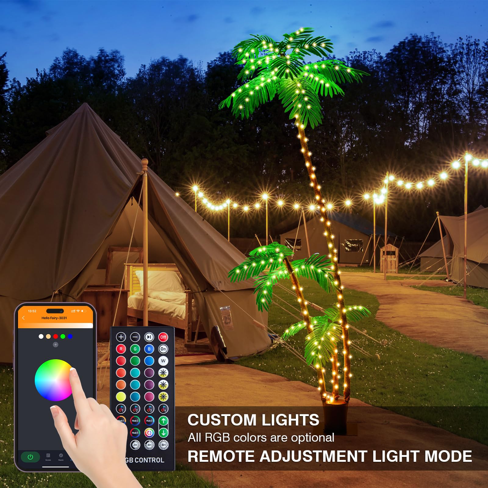 Snapklik.com : 7FT Christmas Lighted Palm Tree, 242LED RGB Color ...