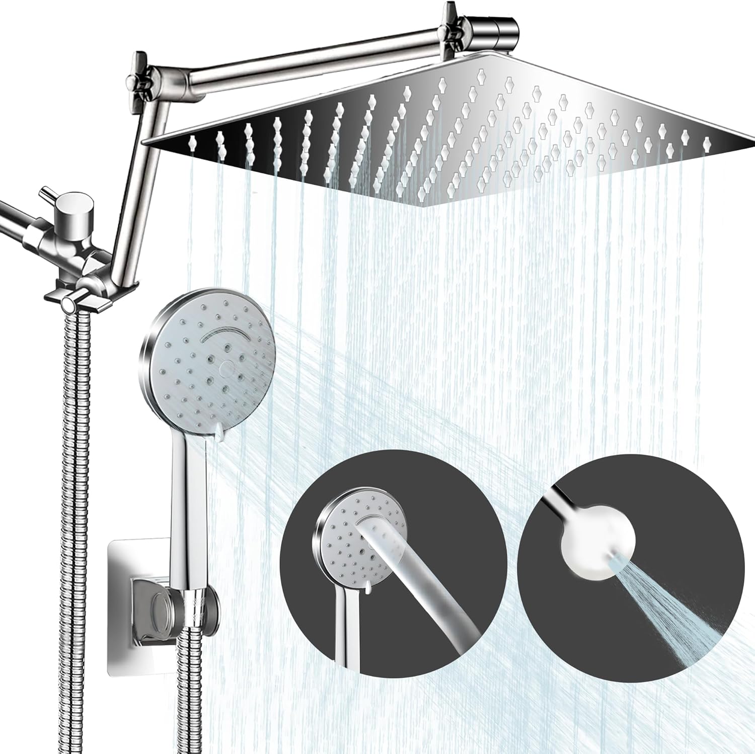 Jafeton 12 Inch Rainfall Shower Head with Handheld Combo, THE FIRST ...