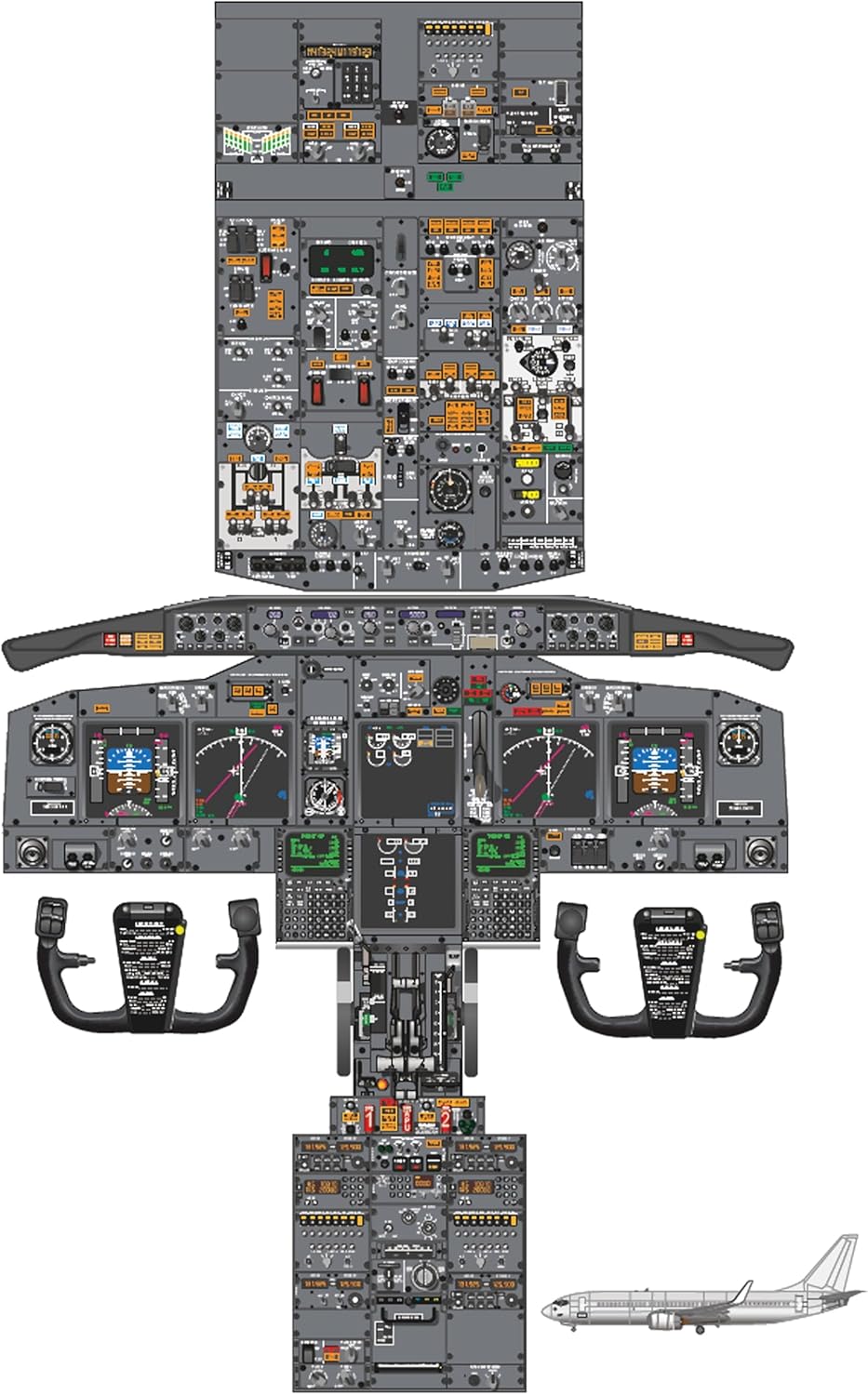 Amazon.com: Generic Boeing 737 NG Cockpit Poster 24""x36"", White ...