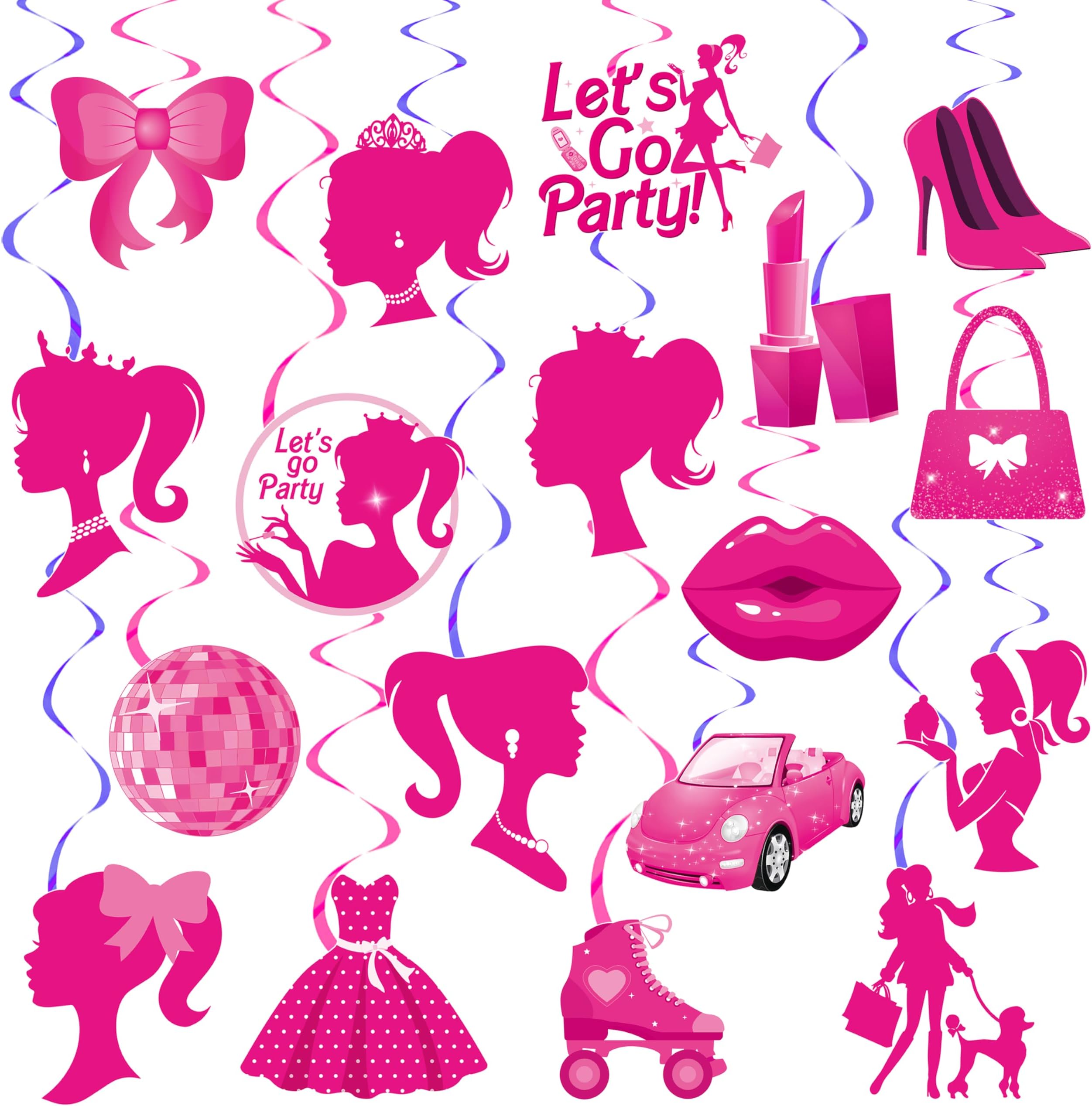 Amazon.com: Hot Pink Girl Party Hanging Swirls Pink Party Swirl ...