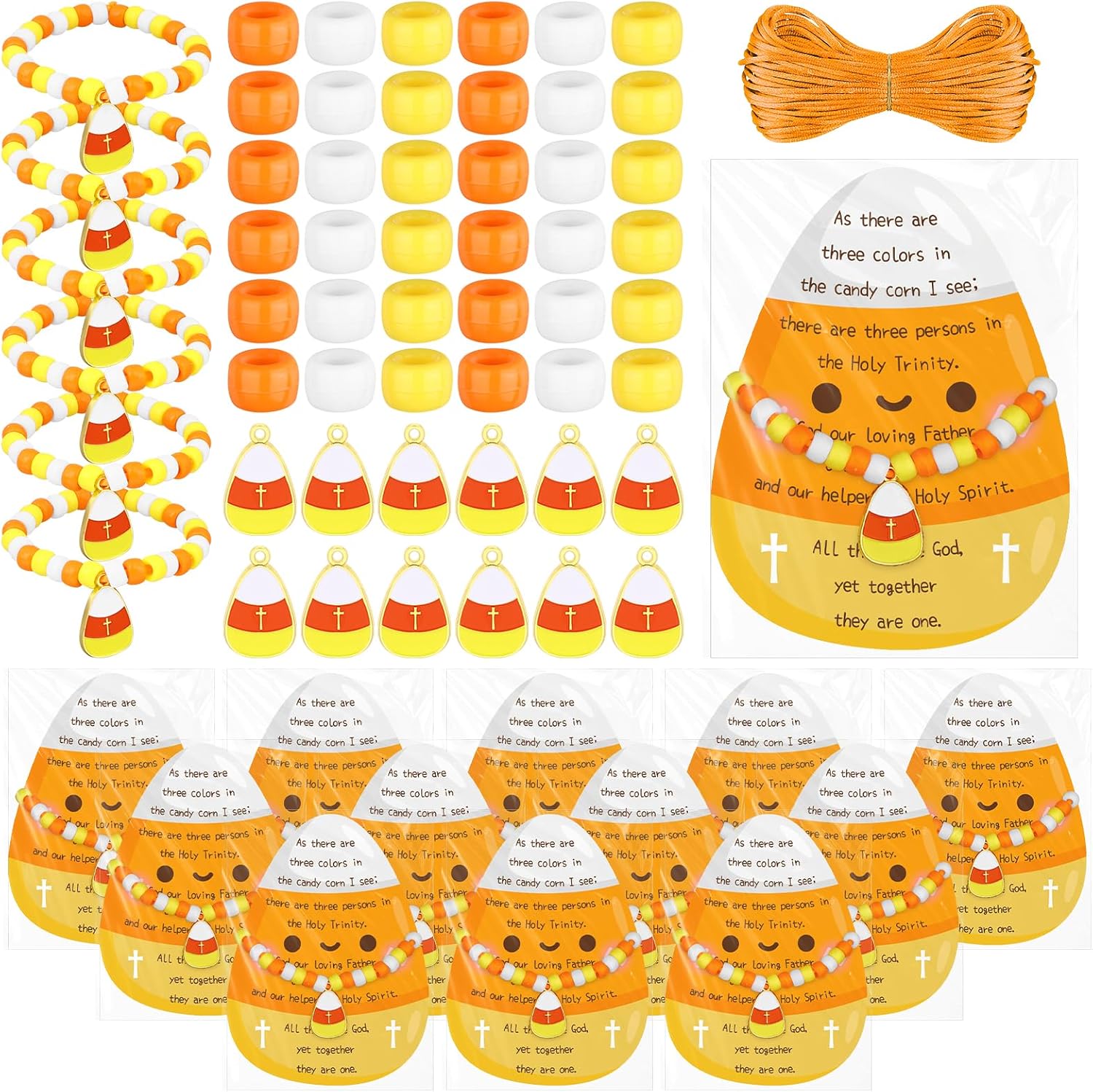 Amazon.com: 24 Sets Halloween Candy Corn Bead Craft DIY Religious Bead ...