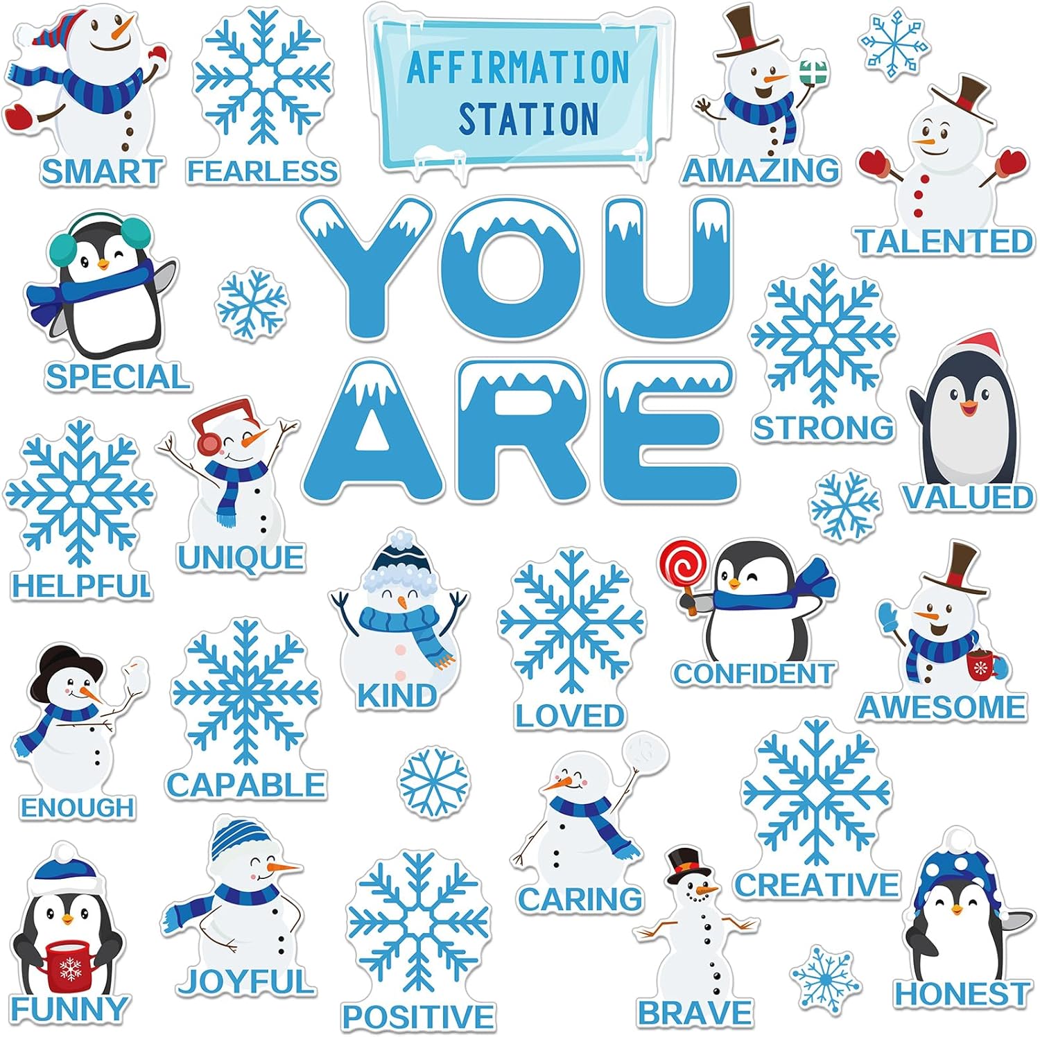 Amazon.com: Frienda 48pcs Winter Affirmation Station Bulletin Board Set ...