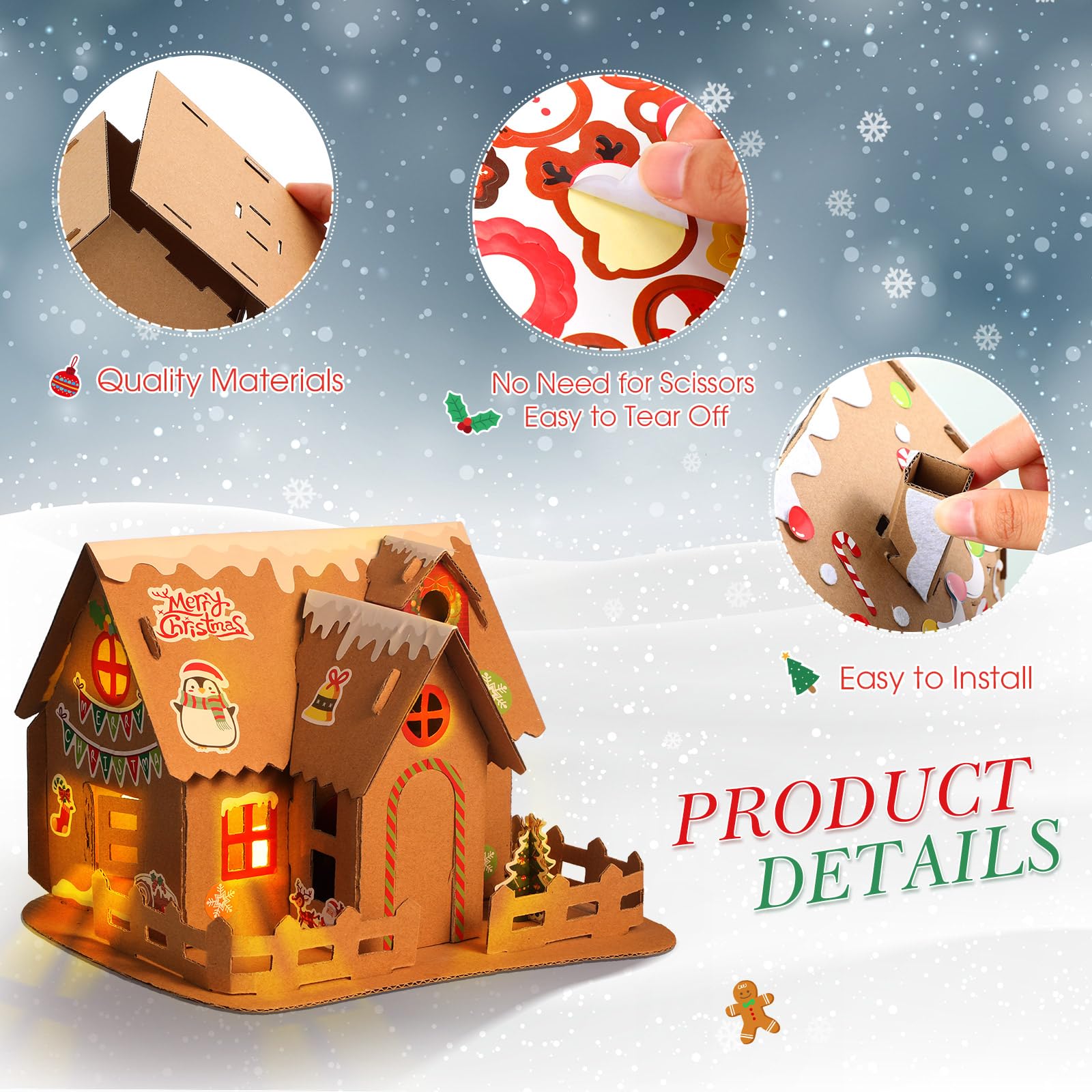 Snapklik.com : 16 Set Christmas Craft Kit Gingerbread House Set Xmas ...