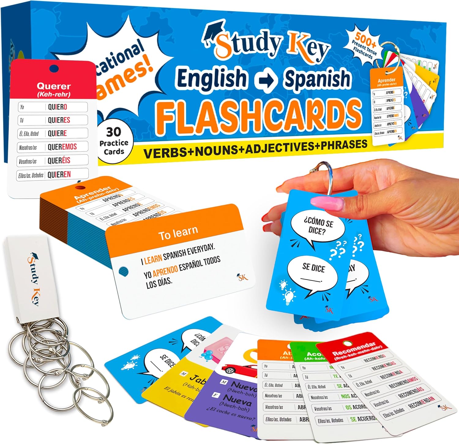 500+ Spanish Verb Flash Cards for Adults & Kids Spanish Vocabulary ...