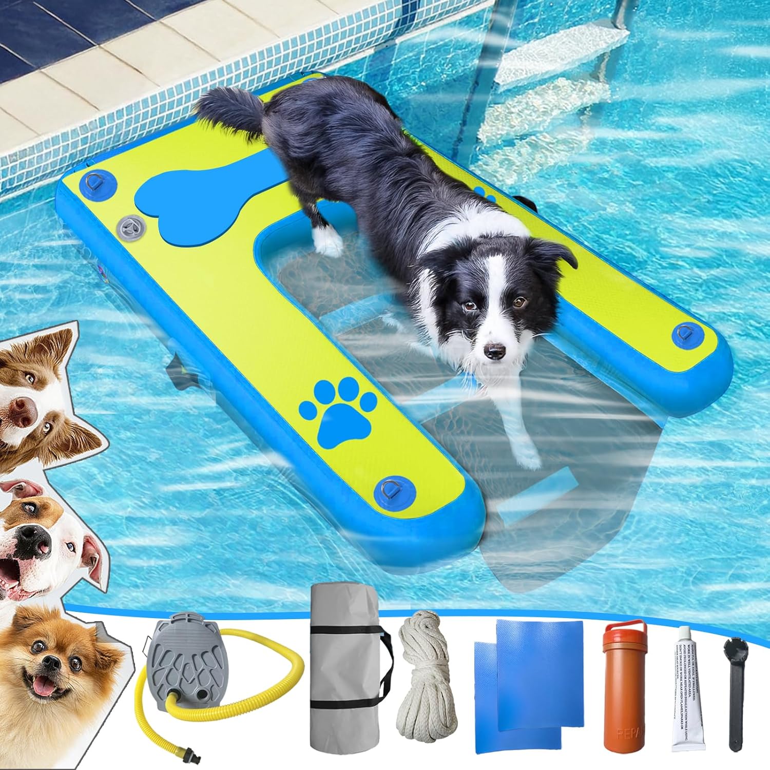 Amazon.com : zenicham Inflatable Dog Pool Ramp with Heavy Duty Fabric ...
