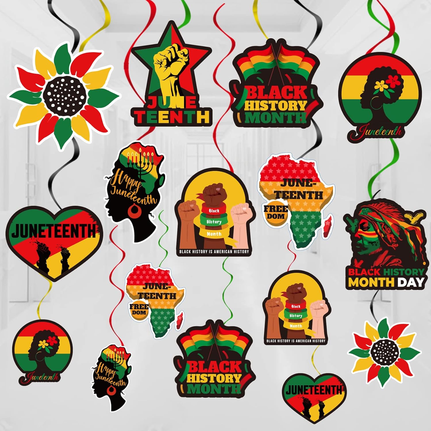 Amazon.com: Juneteenth Decorations 48 Pcs Juneteenth Hanging Swirls ...