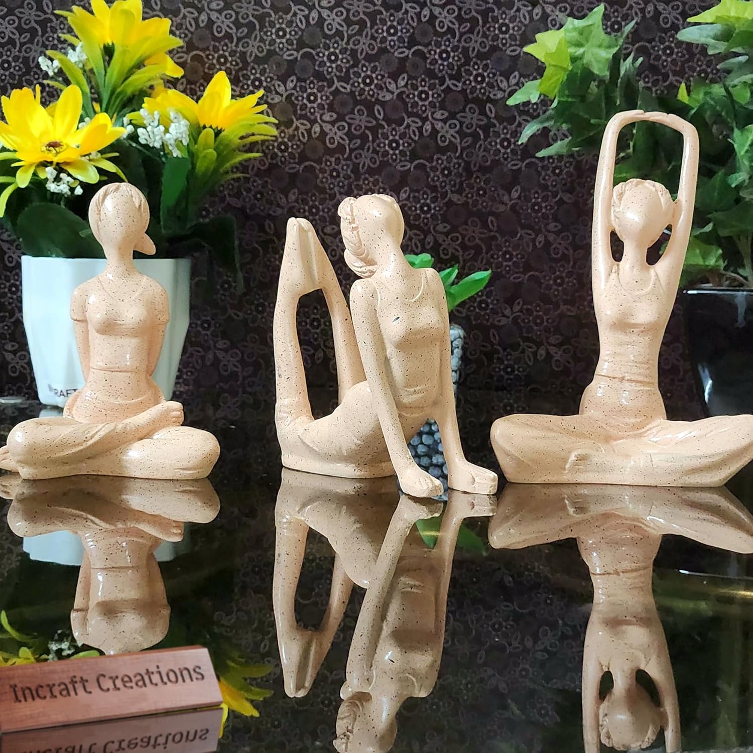Buy Incraft Creations 3 Pcs Yoga Pose Statue Set - Yoga Figurines for ...