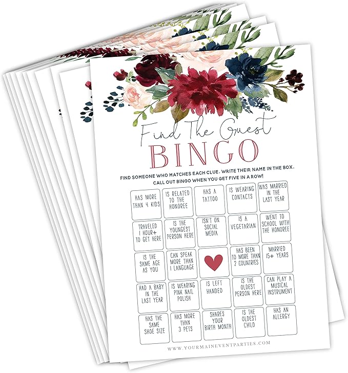 Amazon.com: Your Main Event Prints Navy Burgundy Floral Find The Guest ...