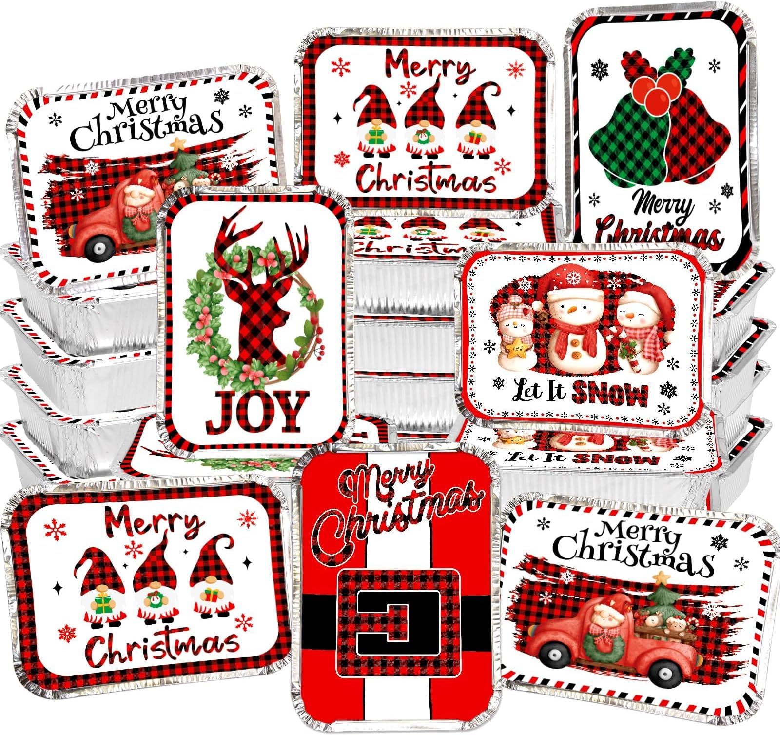 Amazon.com: JOYIN 48 Pieces Christmas Foil Containers with Lids, 8 ...