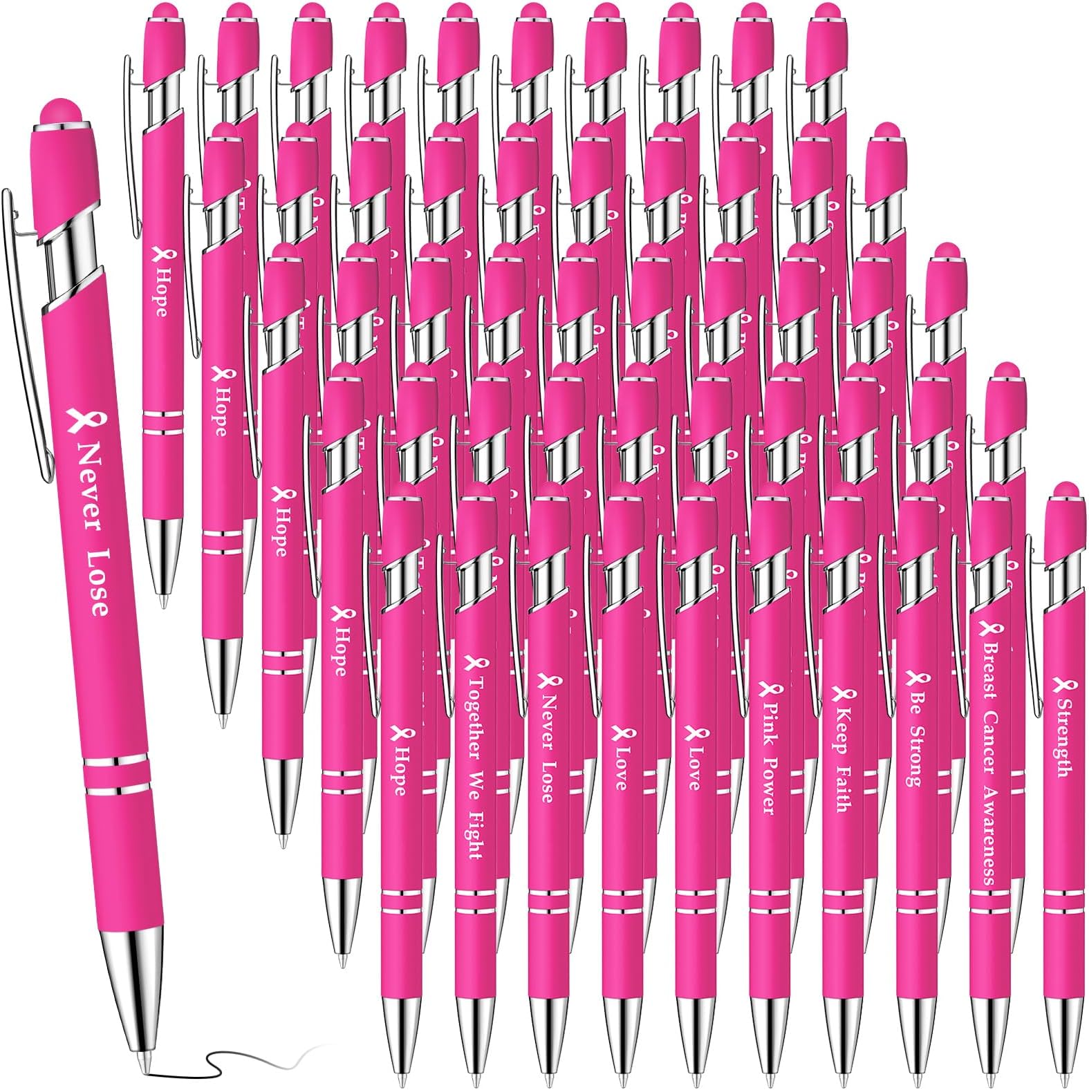Amazon.com : 36 Pcs Breast Cancer Awareness Pens Pink Ribbon ...