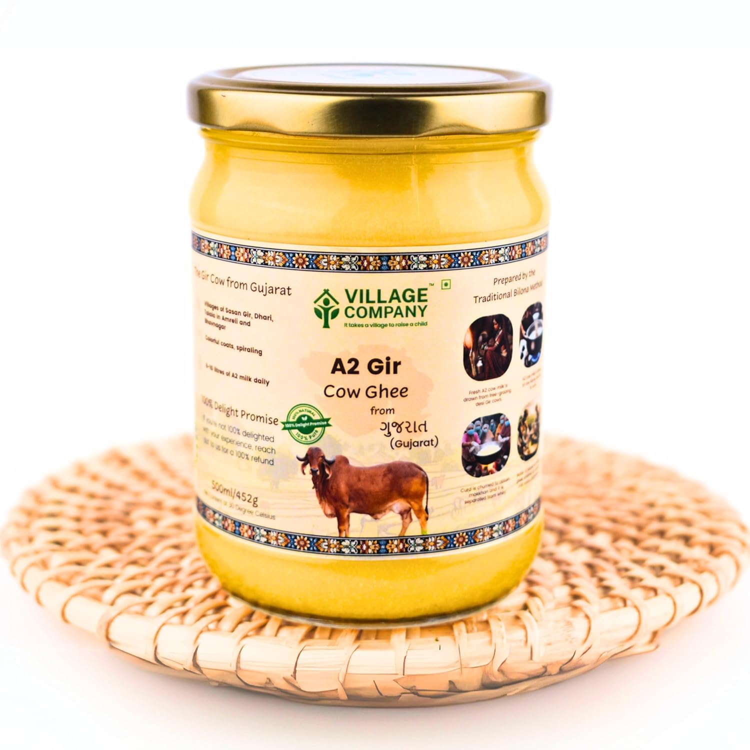 Village Company A2 Cow Desi Ghee 500ML | Gir Ghee Vedic Bilona Method ...