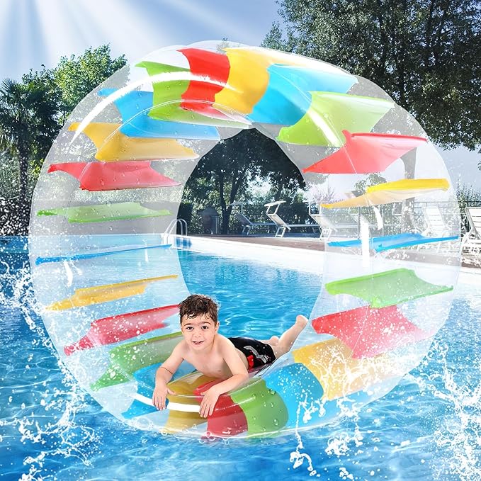 Amazon.com: Tzsmat 65" Diameter Kids Colorful Inflatable Wheel Roller ...