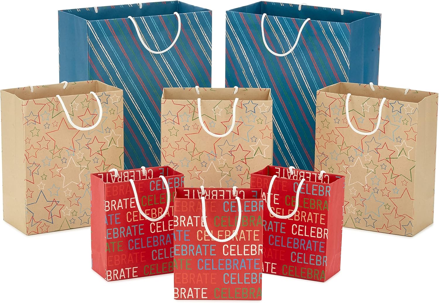 Amazon.com: Hallmark Gift Bag Assortment (8 Bags: 3 Small 6", 3 Medium ...