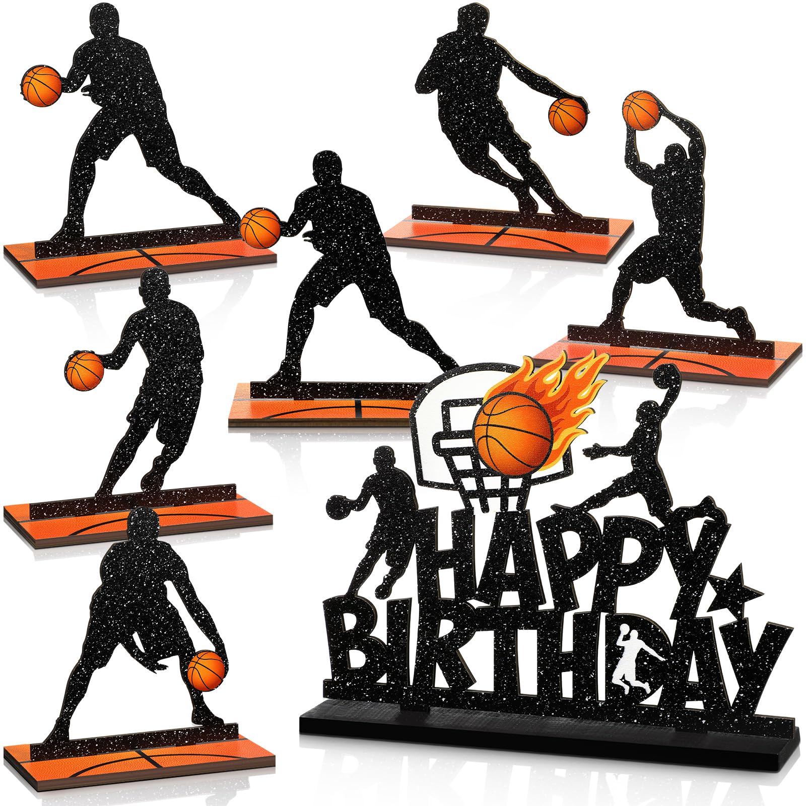 Amazon.com: Blosssound 7 Pcs Basketball Party Table Decoration Wooden ...