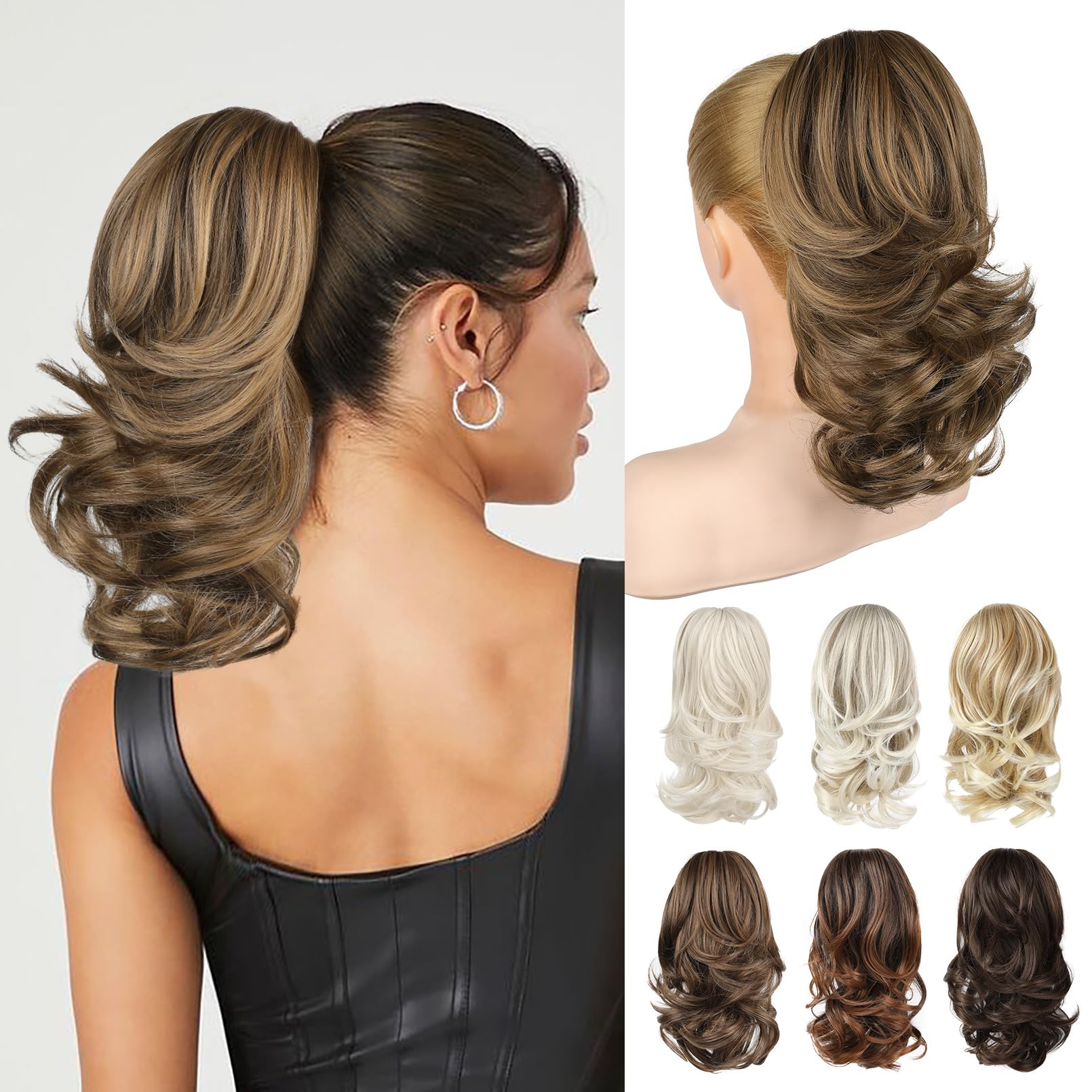 Amazon.com : NTYNTY Ponytail Extension, 14" Claw Clip in Ponytail Hair ...