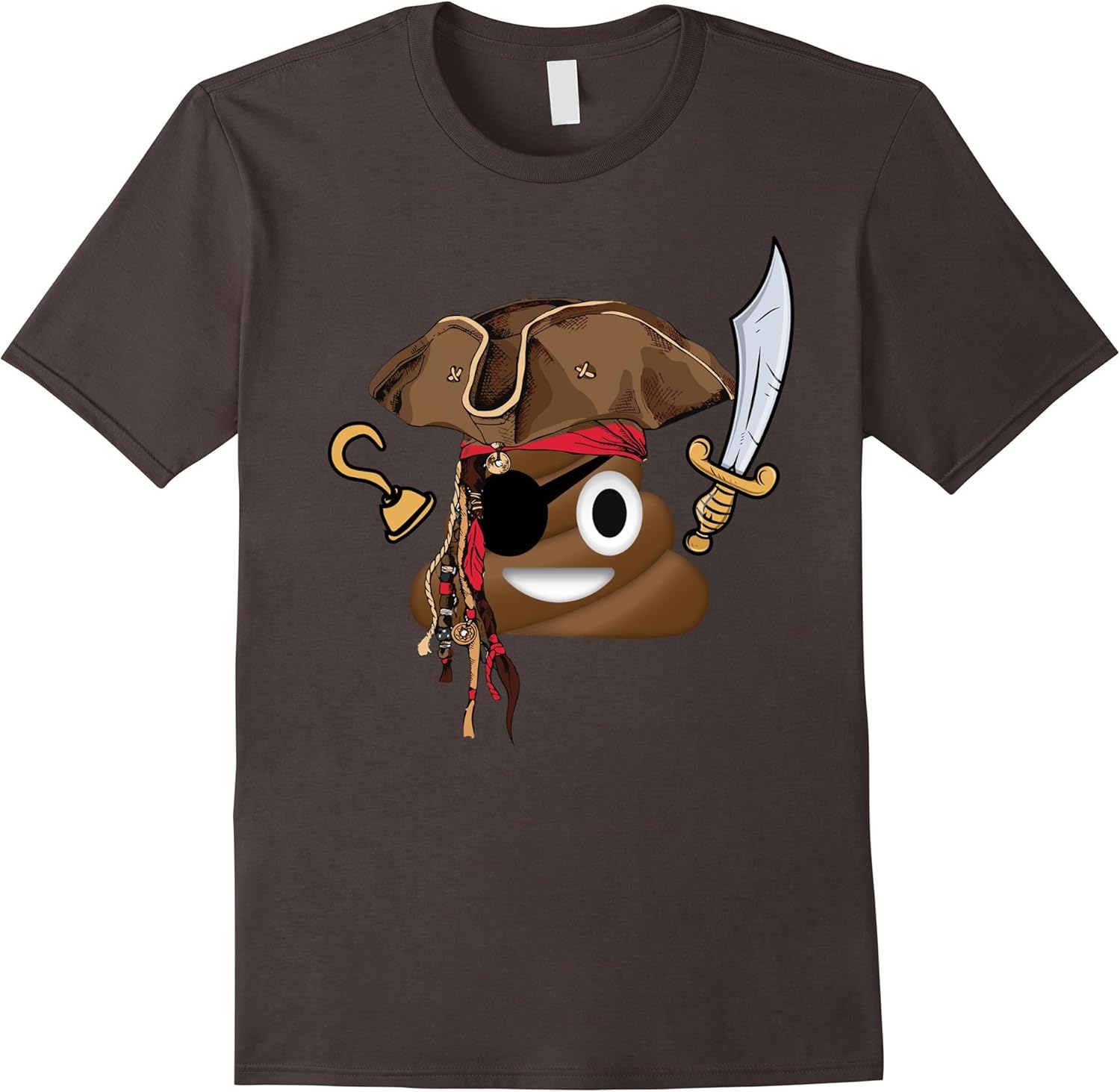 Amazon.com: Pirate Emoji Shirt Funny Halloween Poop Costume With Sword ...