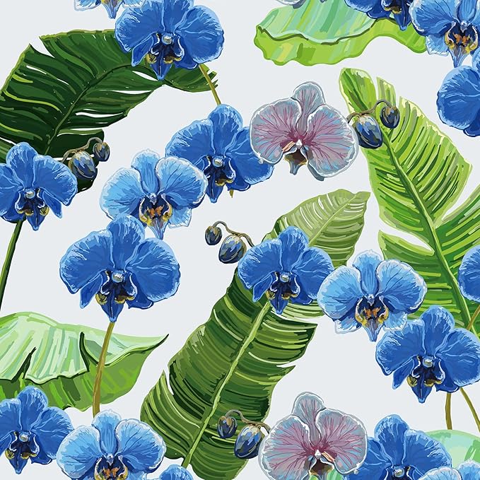 VaryPaper Blue Floral Wallpaper Waterproof Green Leaf Contact Paper 44 5cmx200cm Removable Paste varypaper-blue-floral-wallpaper-waterproof-green-leaf-contact-paper-44-5cmx200cm-removable-paste