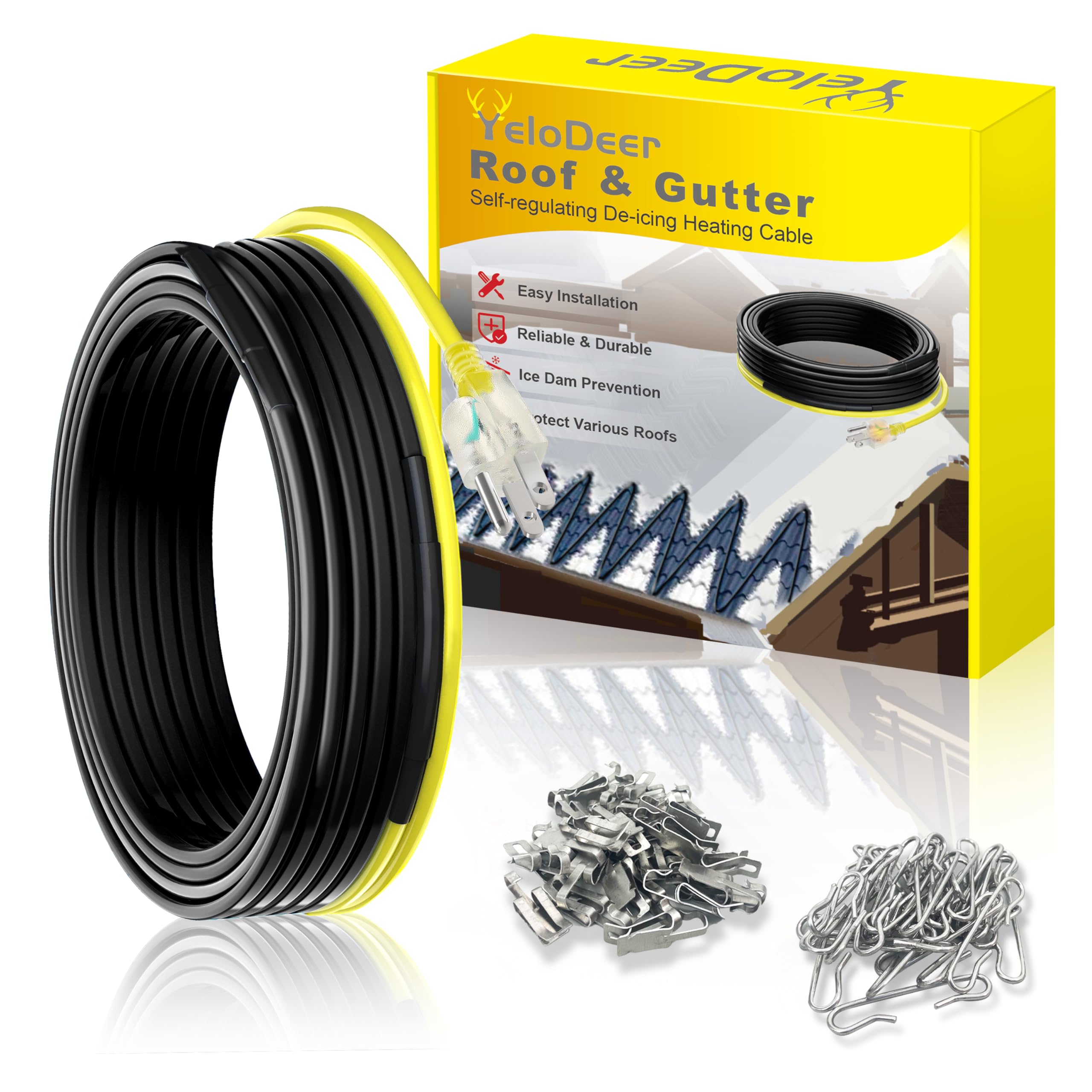 Snapklik.com : YeloDeer Gutter Heat Trace CableSelf Regulating Heat ...