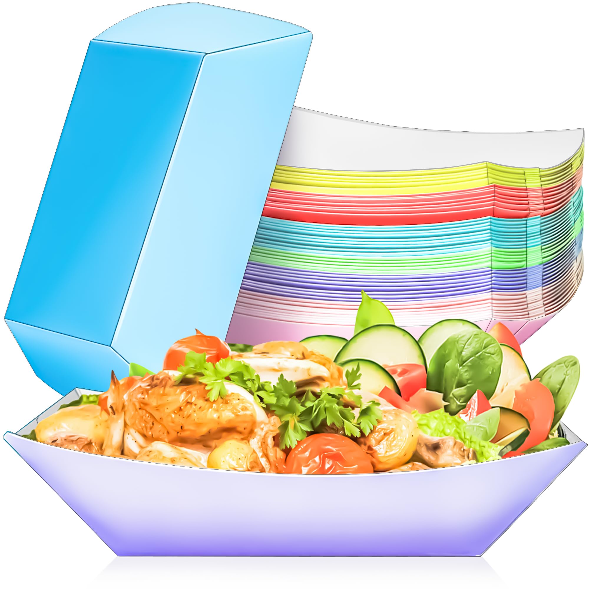Snapklik.com : MotBach 50 Pack Colorful 3LB Paper Food Boat Trays ...