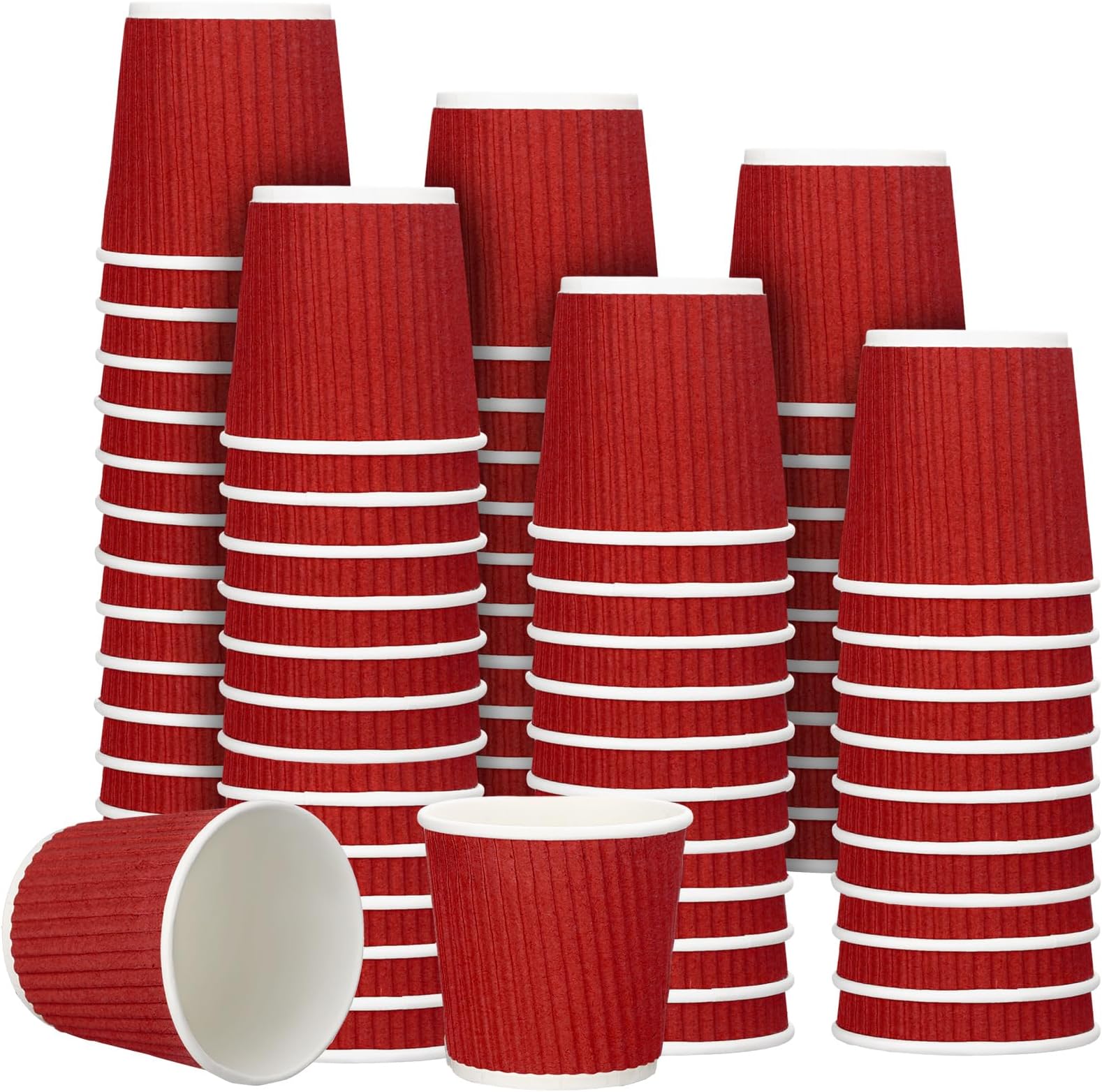 Amazon.com: 6 oz Red Coffee Ripple Paper Cups - Rippled Paper Cups for ...