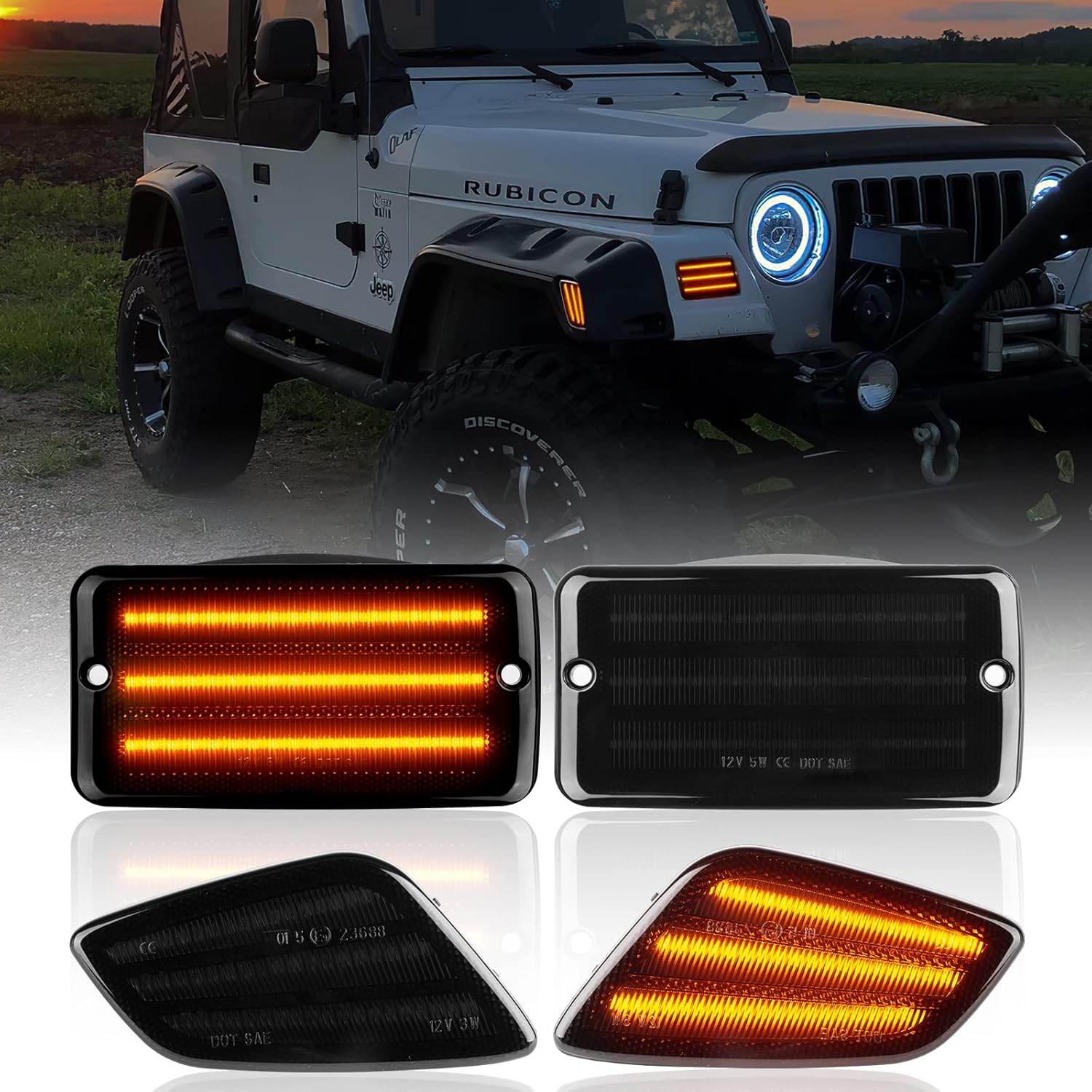 Amazon.com: Gempro Led Fender Side Marker Lights Bumper Turn Signal ...