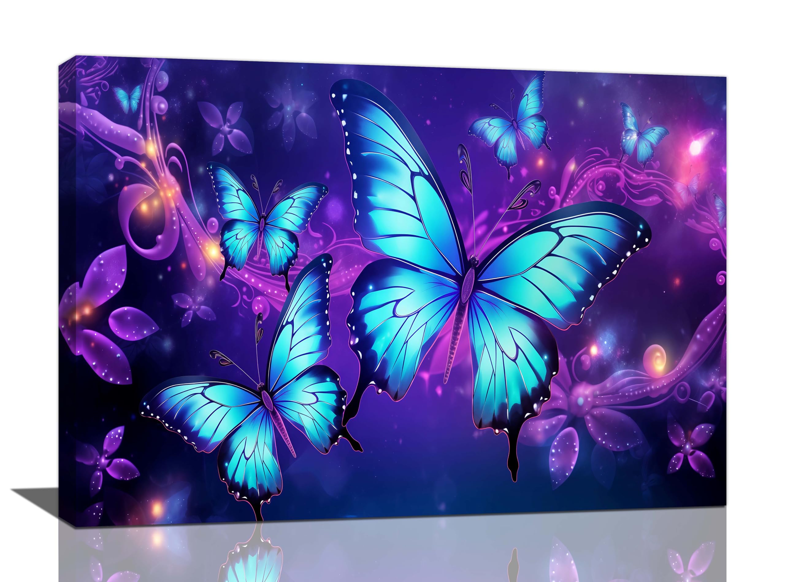 Amazon.com: Butterfly Wall Art Blue Butterfly Pictures Wall Decor ...