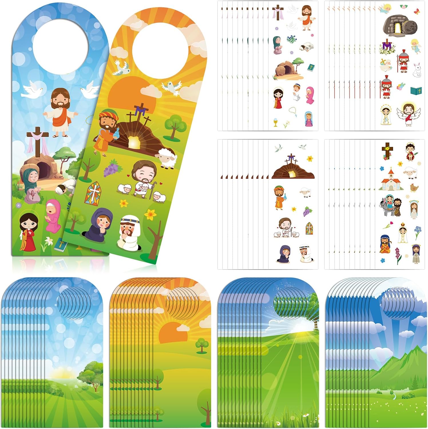 Amazon.com: 144 Pcs Make an Easter He Lives Sticker Scenes Door Nob ...