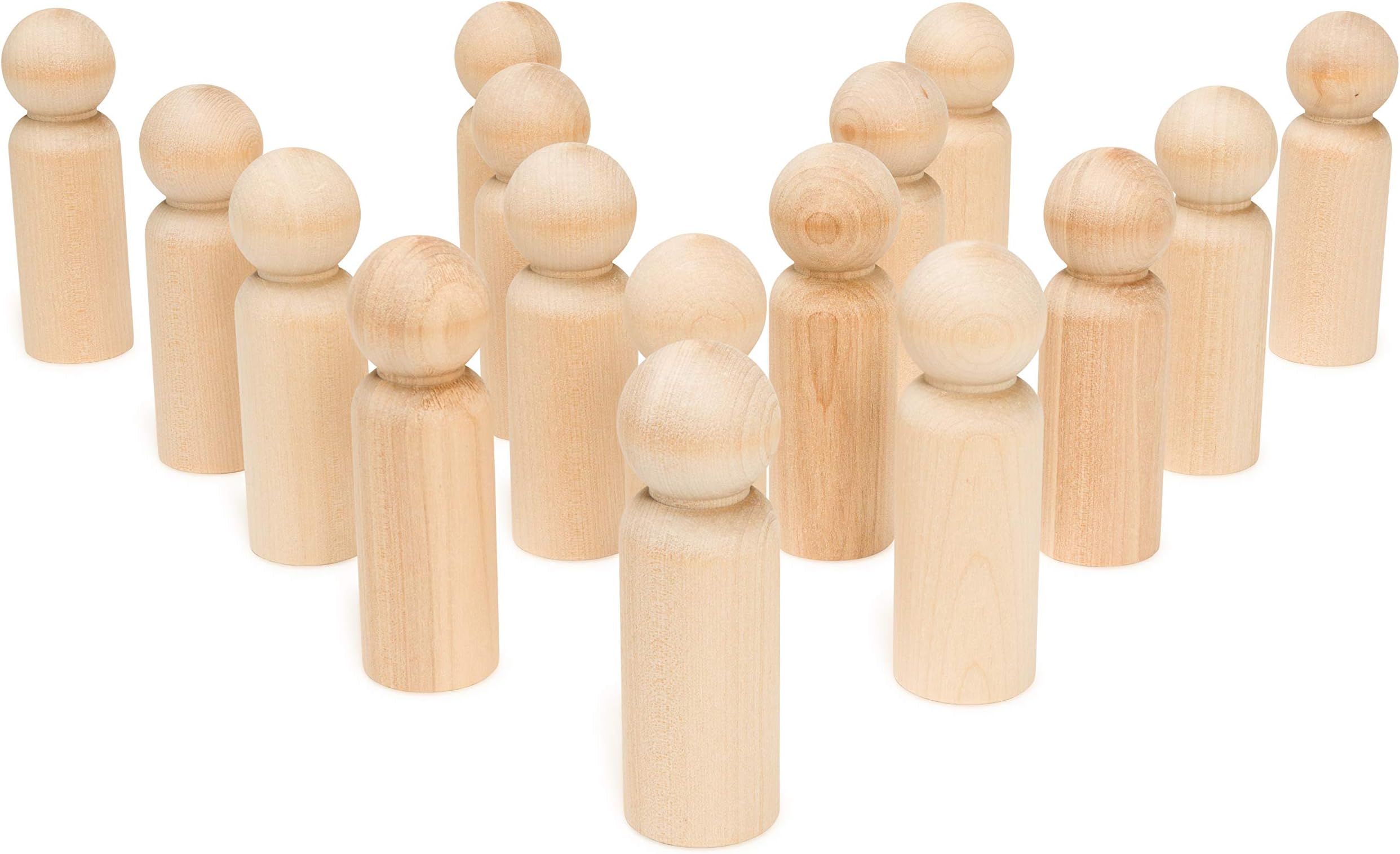 Amazon.com: 55 Pieces Wood Peg Dolls Unfinished Wooden People Craft ...