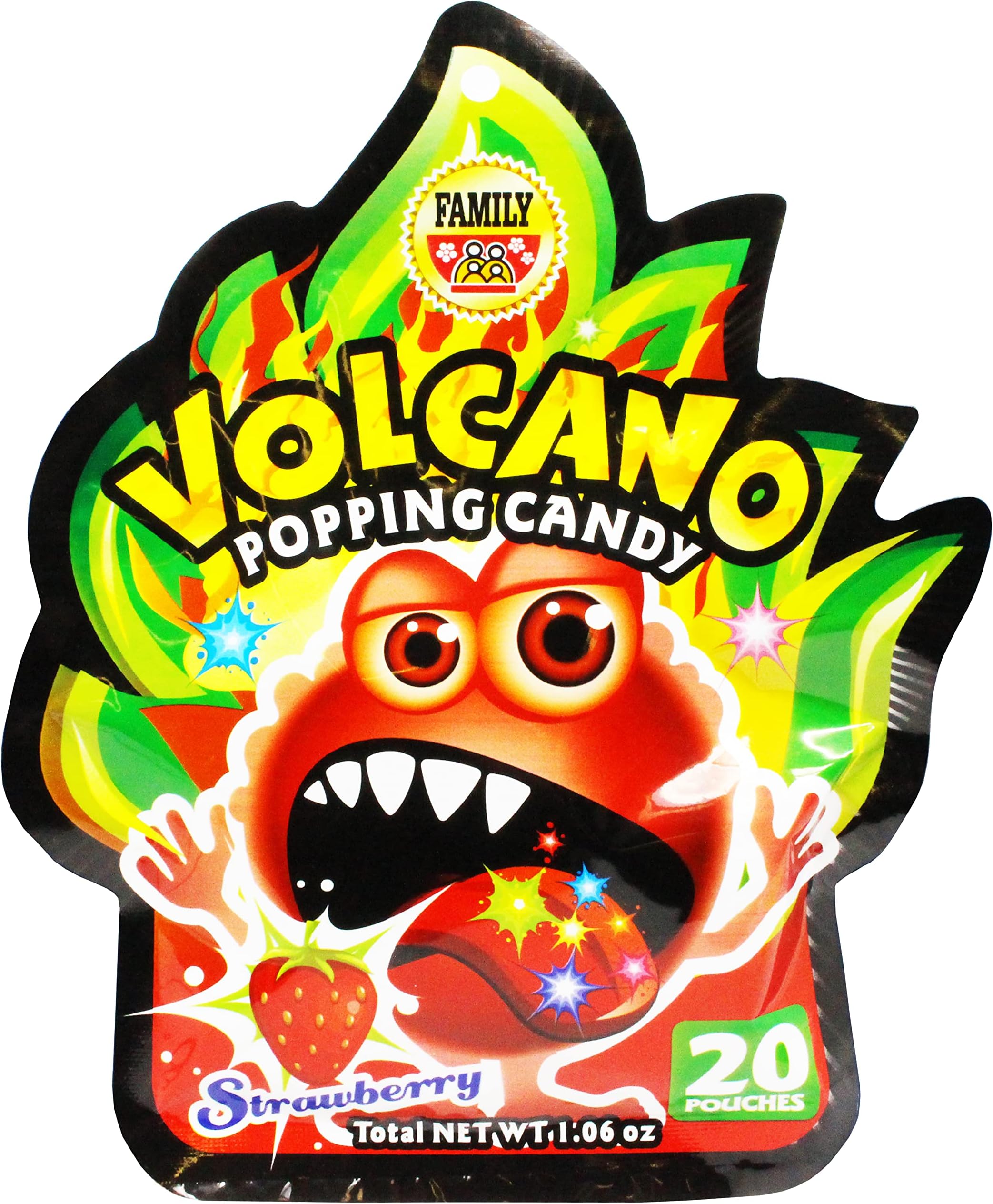 Amazon.com : Volcano Strawberry Flavor Popping Candy (1 x 1.06 oz Bag ...