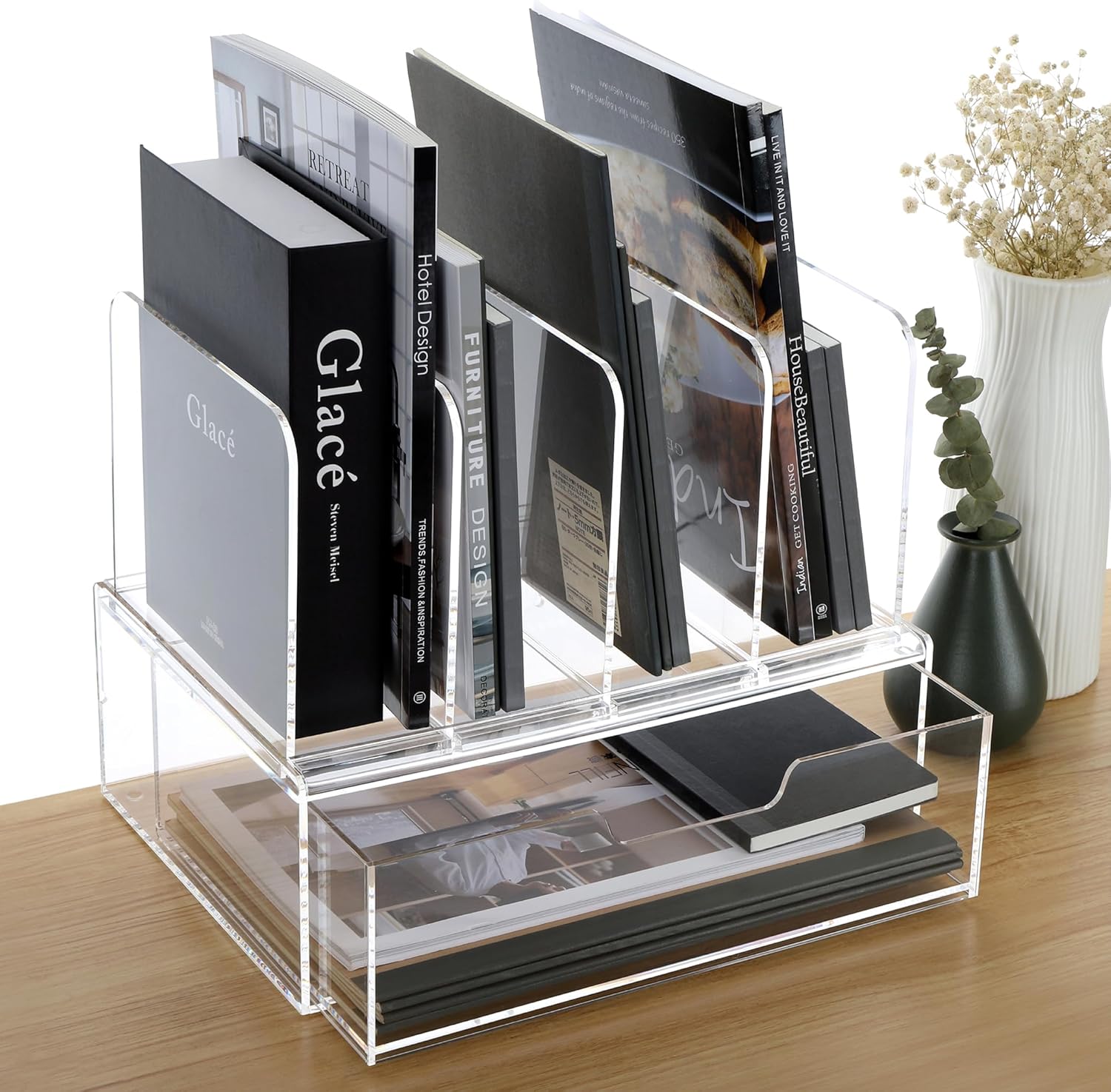 Amazon.com: DINGHUO Acrylic Desk Organizer, File Organizer for Desk ...