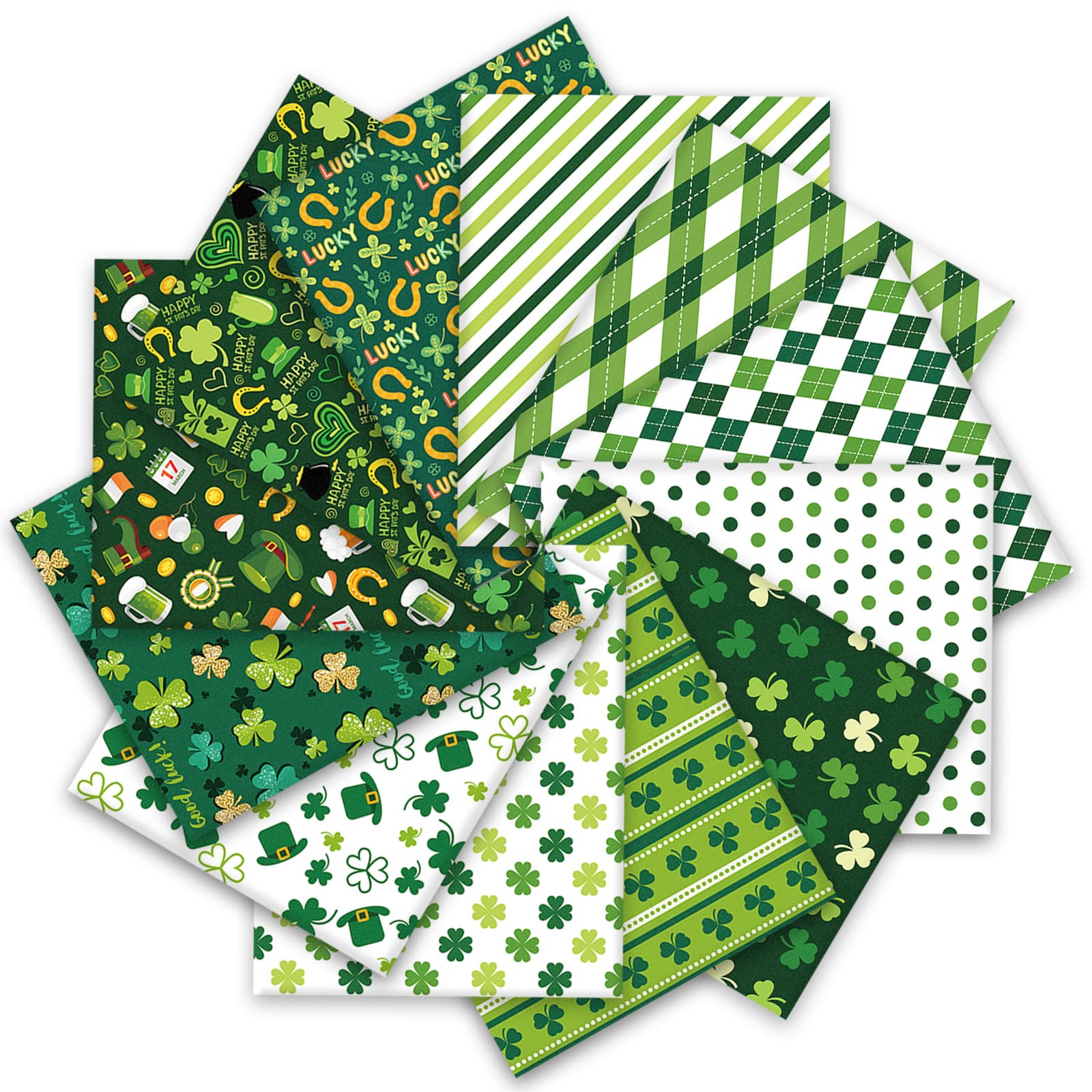 Amazon.com: Whaline 12Pcs St. Patrick's Day Cotton Fabric Bundles 18 x ...