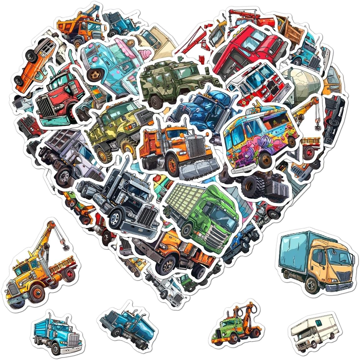 Amazon.com: Pack 50 Pcs Cute Transportation Vehicle Truck Stickers for ...