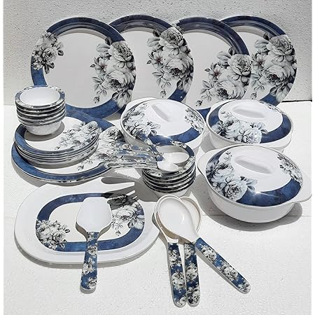 Serve n Style Melamine Dinner Set Pack 40 Pieces Black with Golden ...