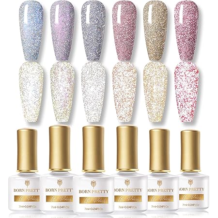 Amazon.com : Born Pretty Reflective Glitter Gel Polish,Sparkly Shiny ...