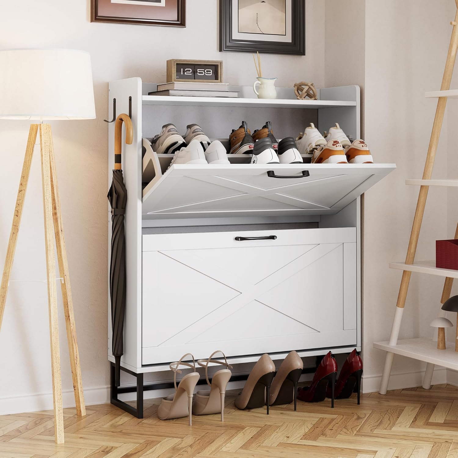 Amazon.com: YIKEHOME Shoe Cabinet Storage for Entryway Hidden Shoes ...