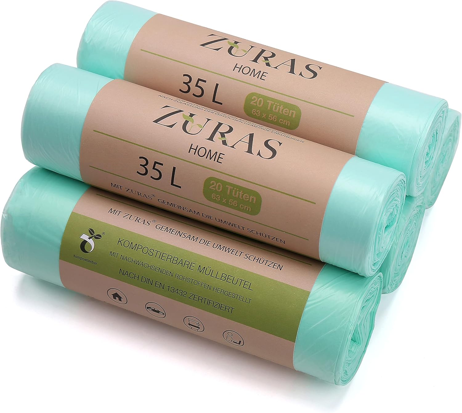 35 Litre Biodegradable Bin Liners, Pack of 100, Vegetable Based ...