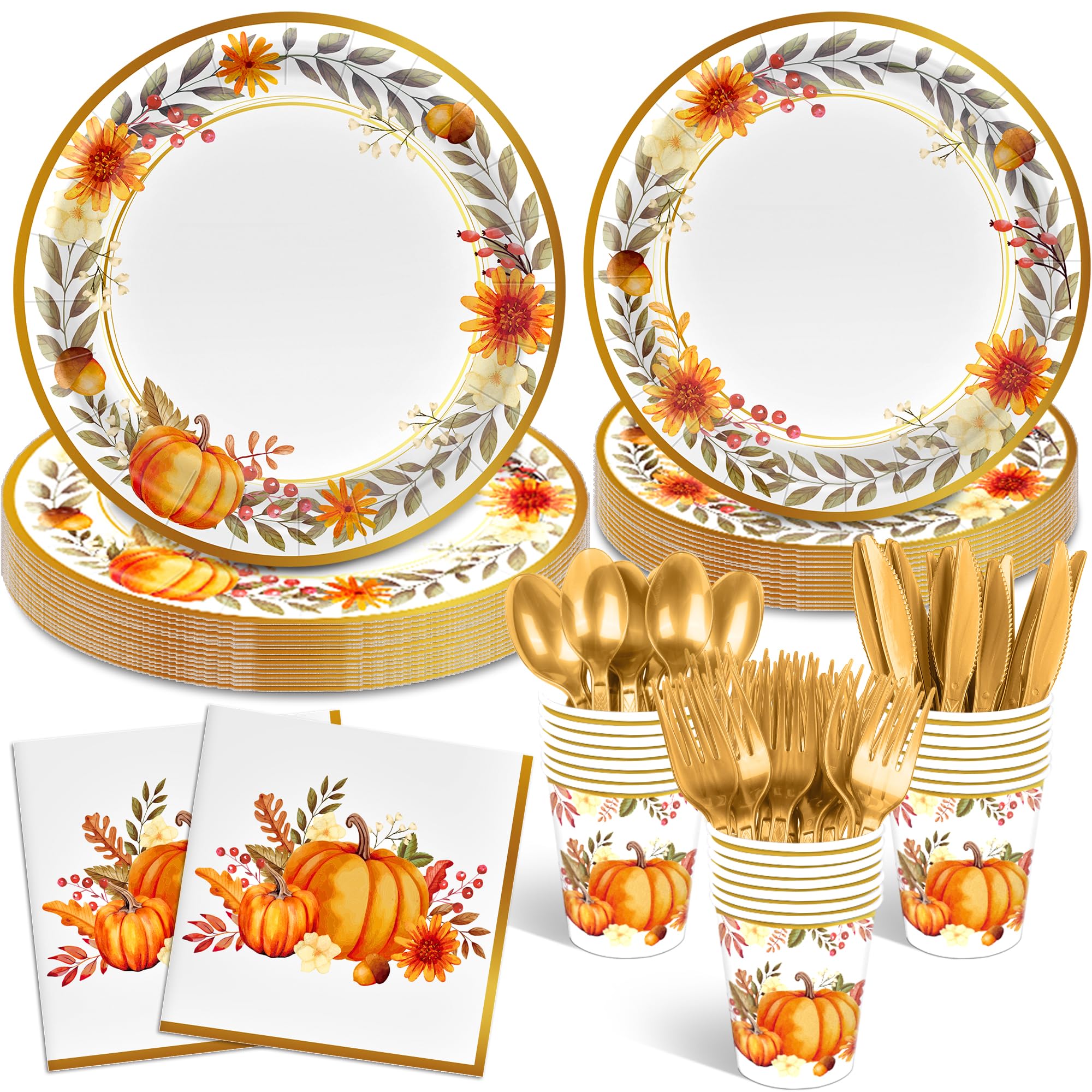 Amazon.com: 168Pcs Fall Thanksgiving Paper Plates and Napkins for ...
