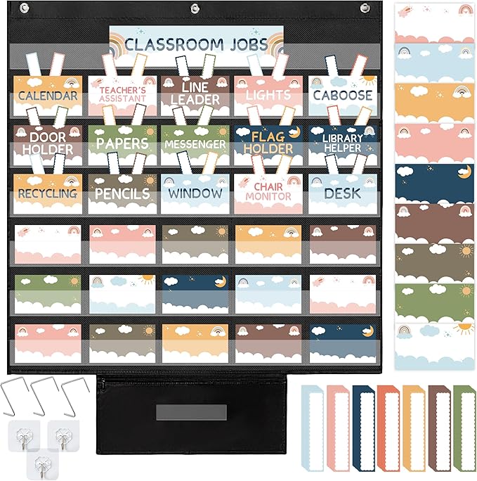 Amazon.com: Lesnala 120Pcs Class Jobs Pocket Chart Set Classroom ...