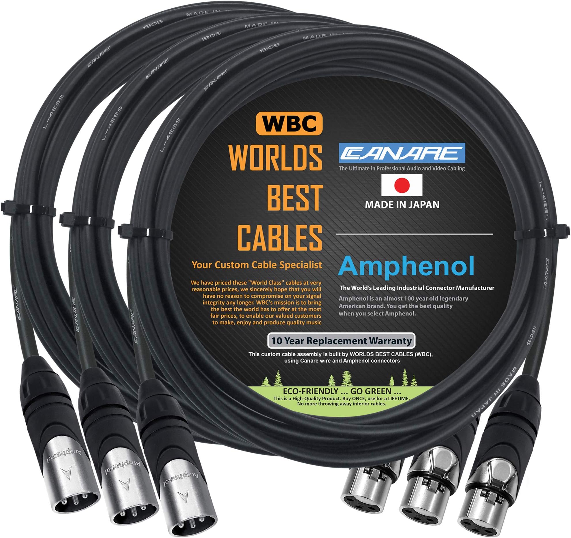 Amazon.com: 6 Units - 25 Foot - Canare L-4E6S, Star Quad Balanced Male ...