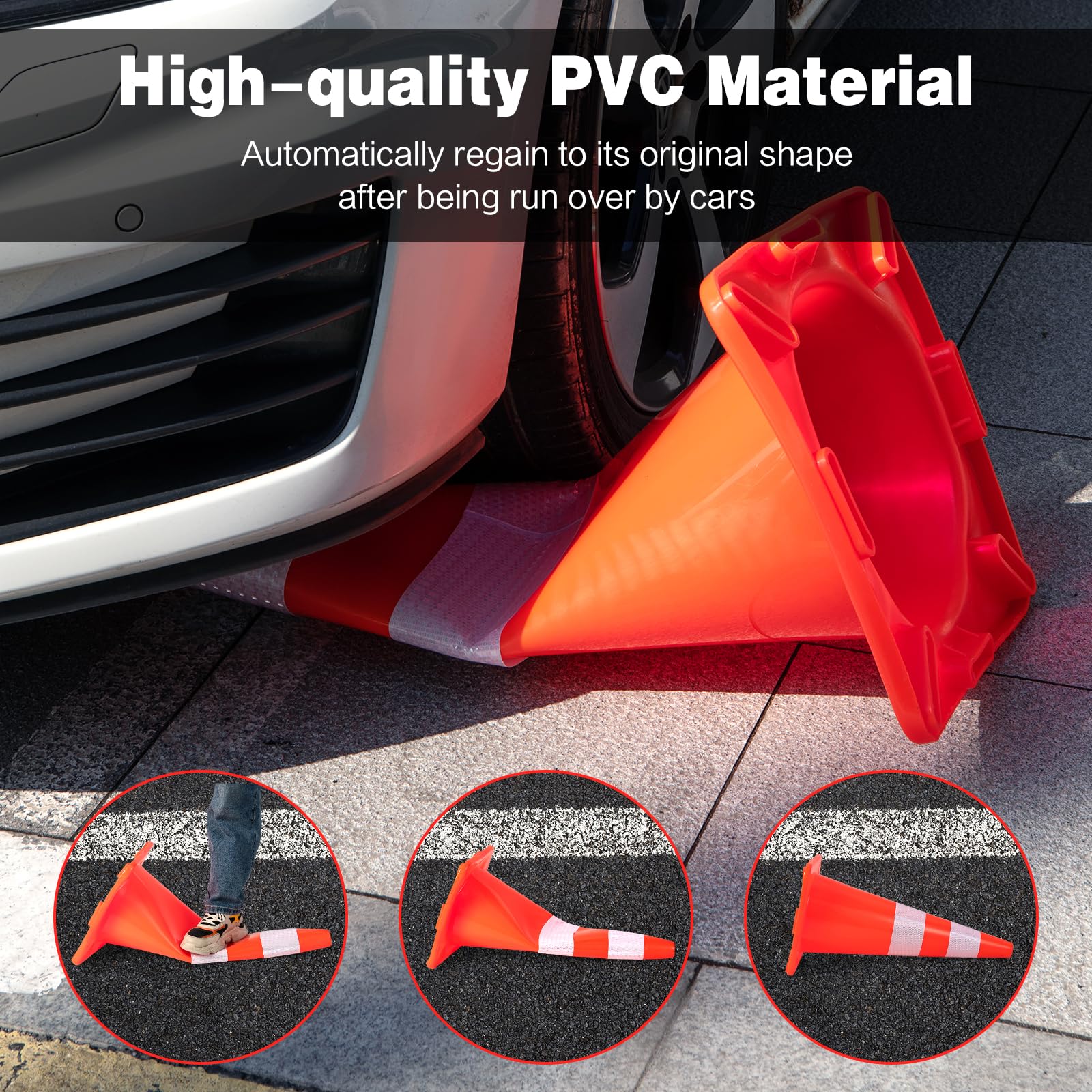 Snapklik.com : 10 Pack PVC Traffic Cones, 28 Inch Traffic Road Parking ...