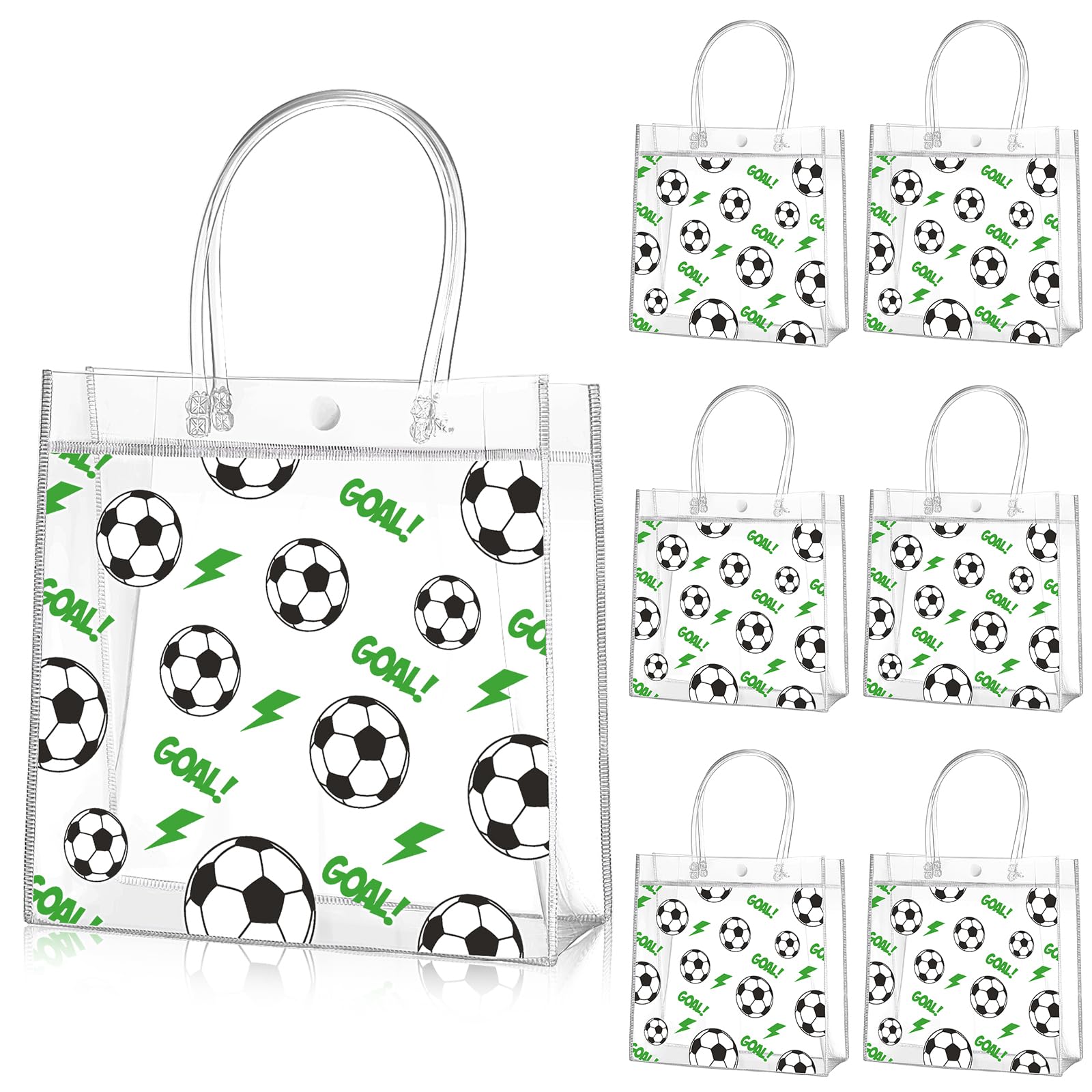 Amazon.com: Aliceset 20 Pcs Soccer Clear Goodie Bag with Handles PVC ...