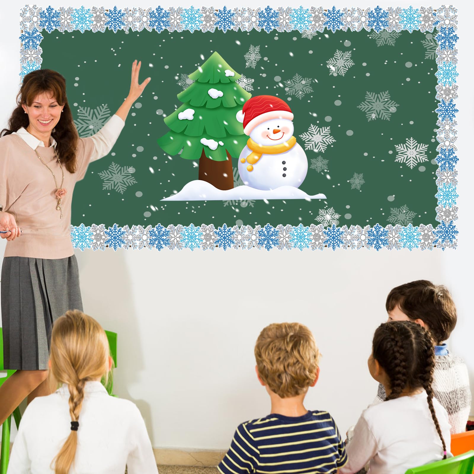 Snapklik.com : Snowflake Bulletin Board Border, 65.6Ft Winter Snowflake ...