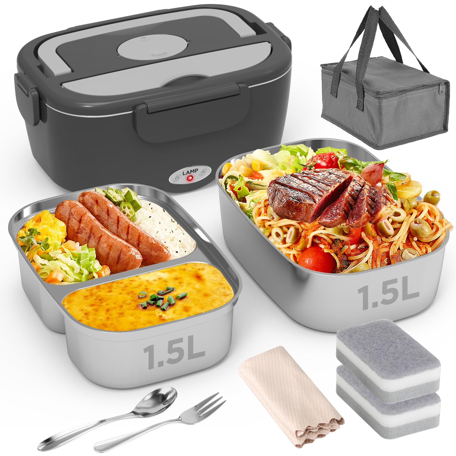 Amazon.com: Geveniss Electric Lunch Box Food Heater - 80W Fast Heating ...